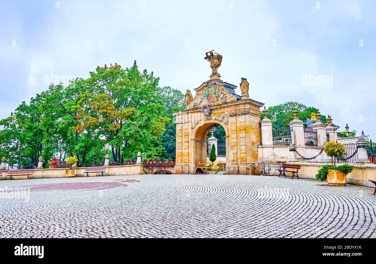 The outer Lubomirski Gate of Jasna Gora monastery complex decorated ...