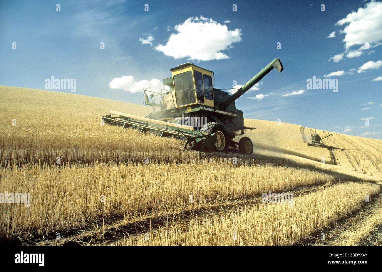 Wheat fields with combine harvester hi-res stock photography and images ...
