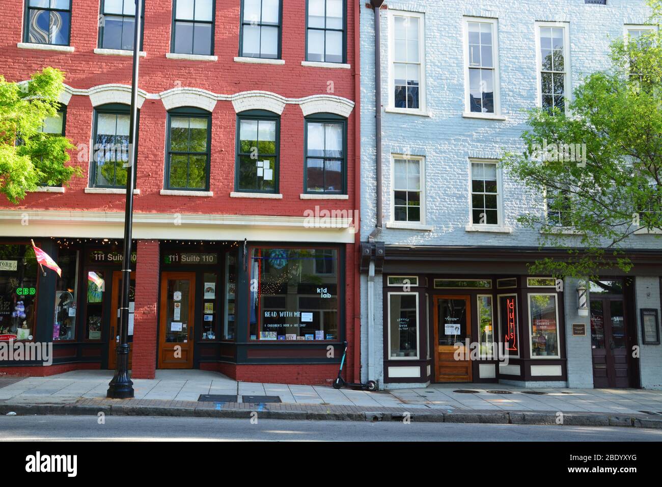 Storefronts in one of the historic districts of downtown Raleigh North ...