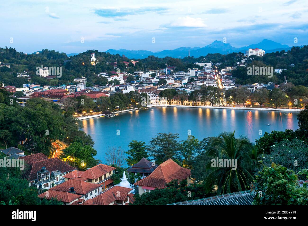 Kandy Lake and Kandy city aerial panoramic view from Arthur's Seat ...