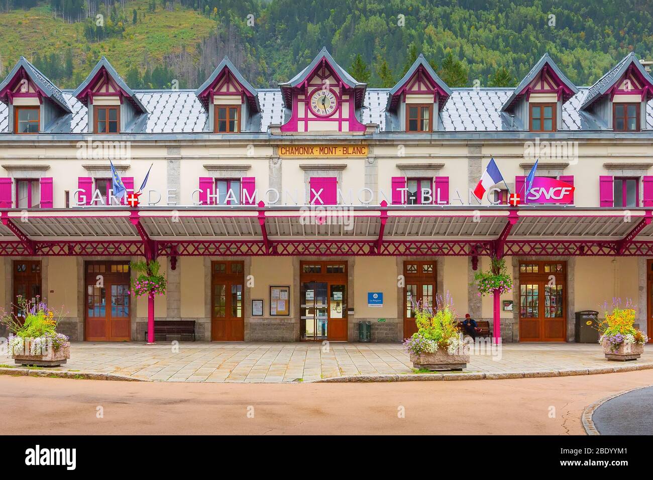 Chamonix Mont-Blanc, France - October 4, 2019: Railway train station in ...