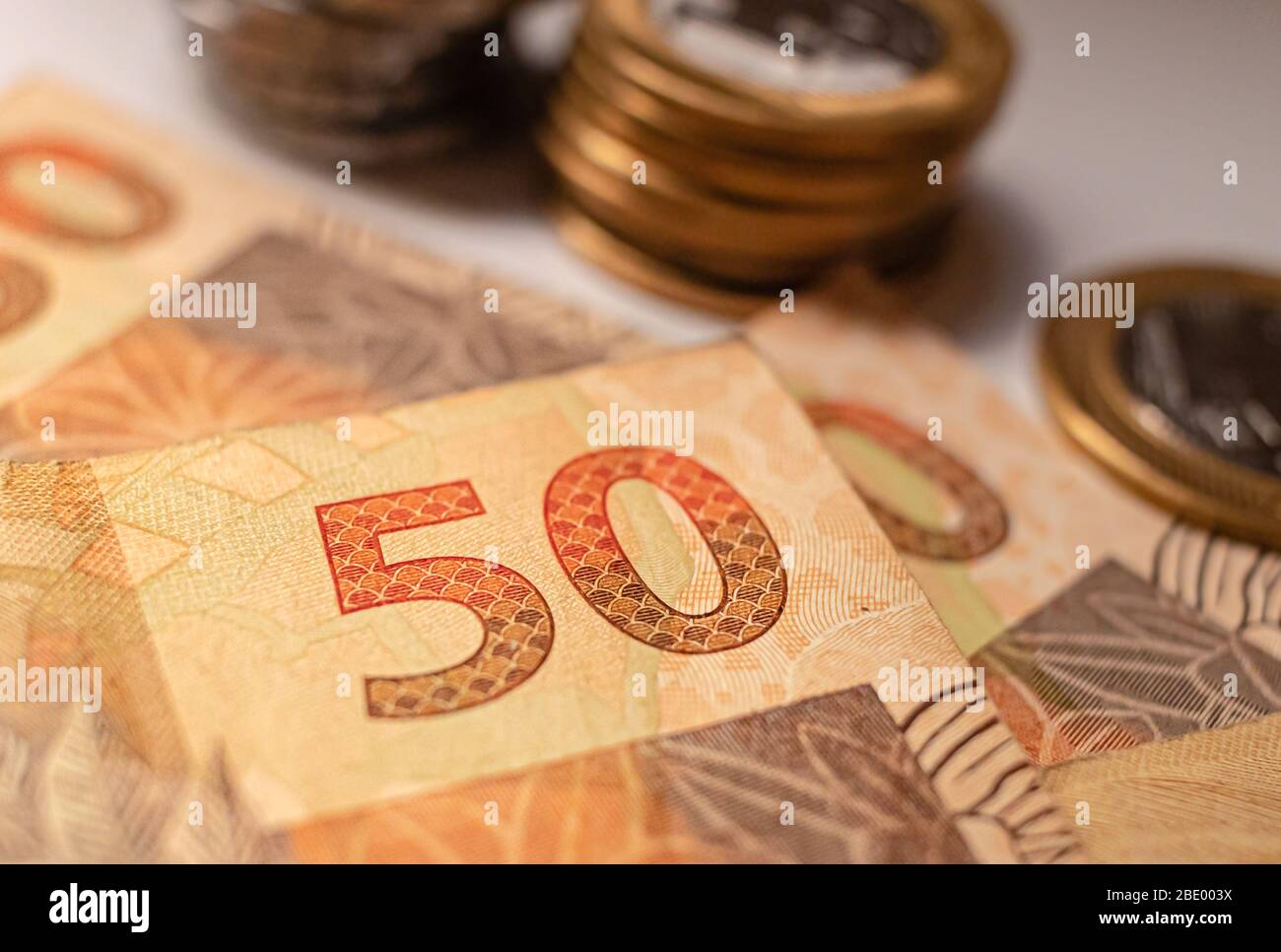 Real currency, money from brazil. Brazilian banknotes and coins ...