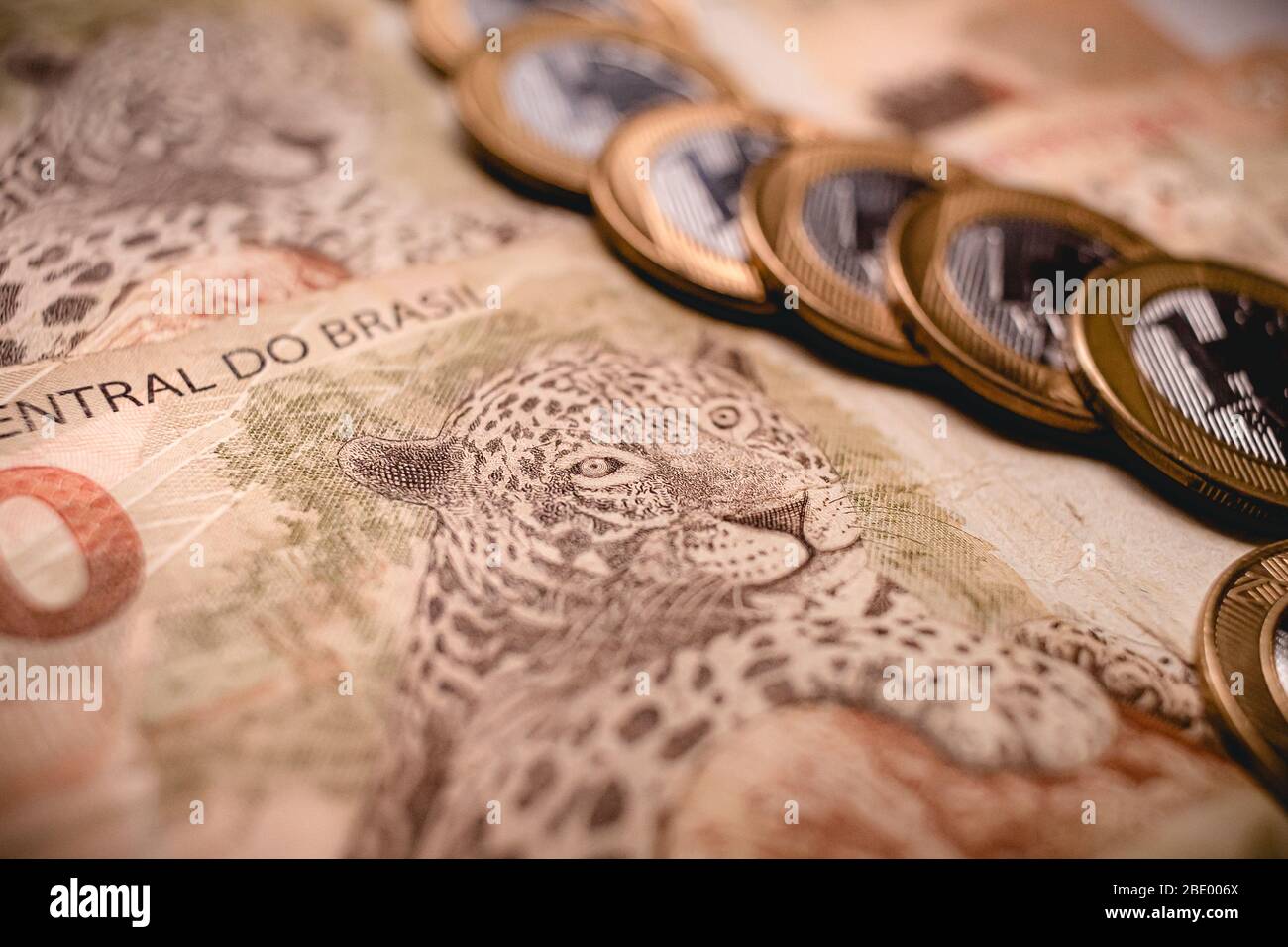 Real currency, money from brazil. Brazilian banknotes and coins ...