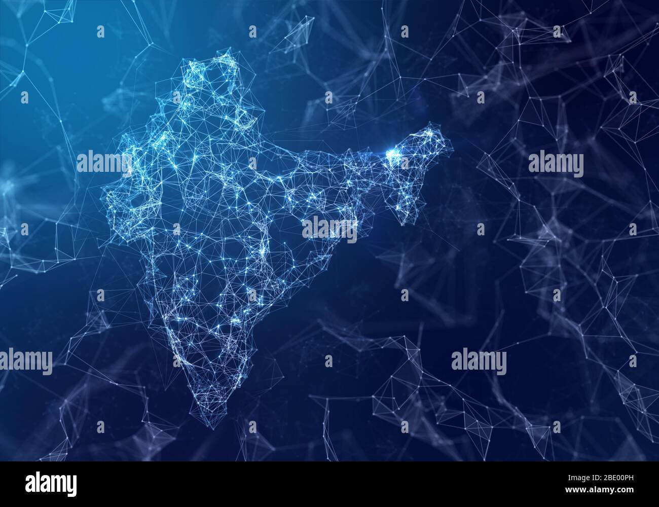 The map of India indicating a connected web of dots and lines. (series ...