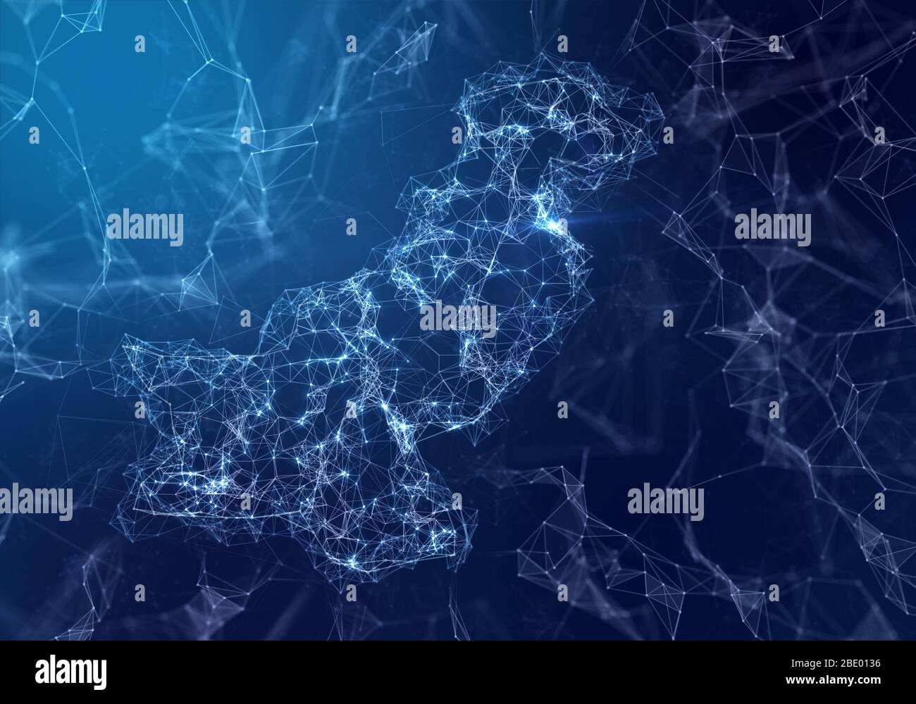 The map of Pakistan indicating a connected web of dots and lines ...