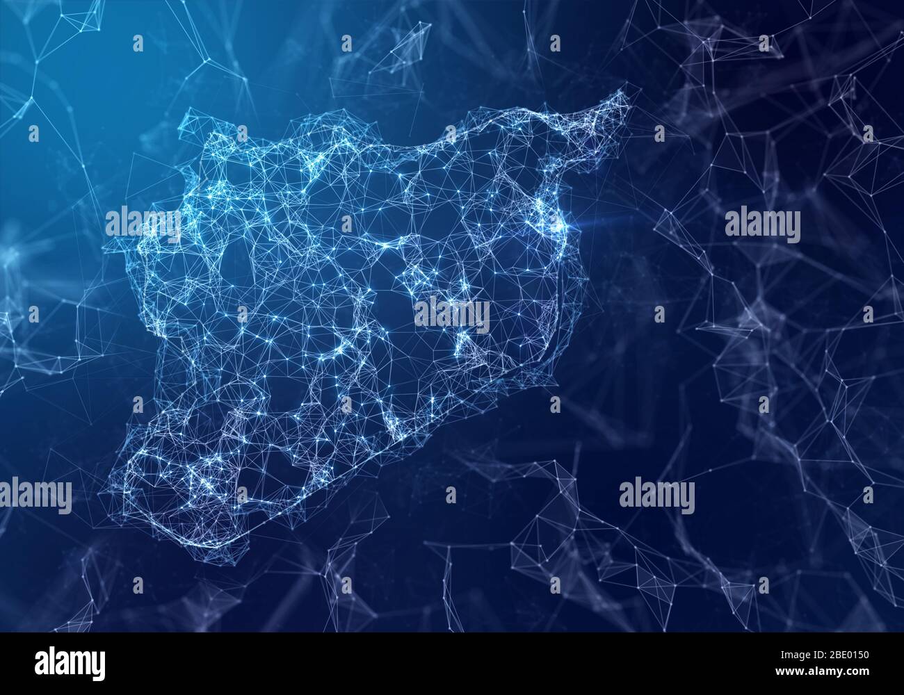 The map of Syria indicating a connected web of dots and lines. (series ...