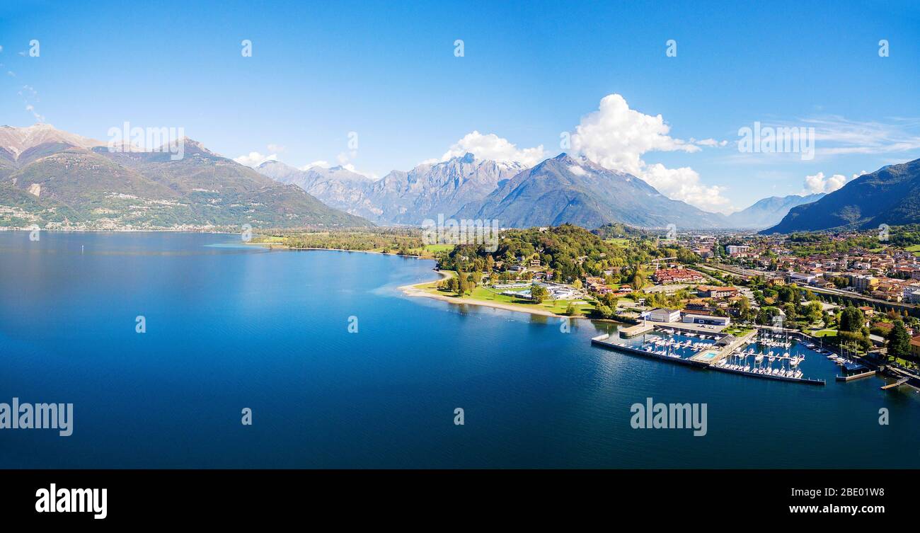 Colico - Lake Como (IT) - Aerial view towards Valtellina Stock Photo ...
