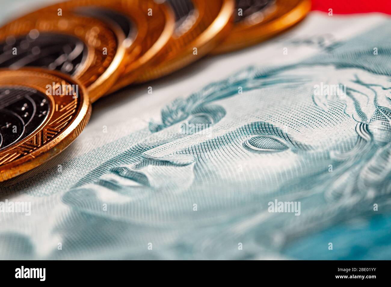 Real currency, money from brazil. Brazilian banknotes and coins ...