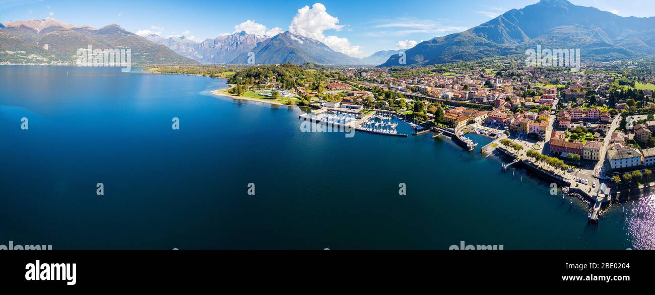Colico - Lake Como (IT) - Aerial view towards Valtellina Stock Photo ...