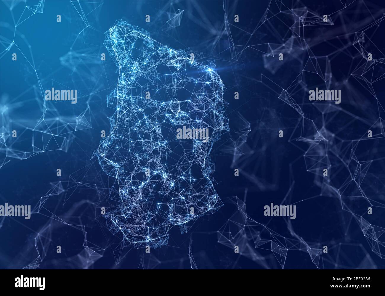 The map of Chad indicating a connected web of dots and lines. (series ...