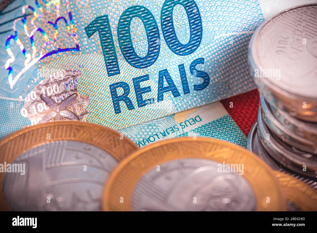 Real currency, money from brazil. Brazilian banknotes and coins ...