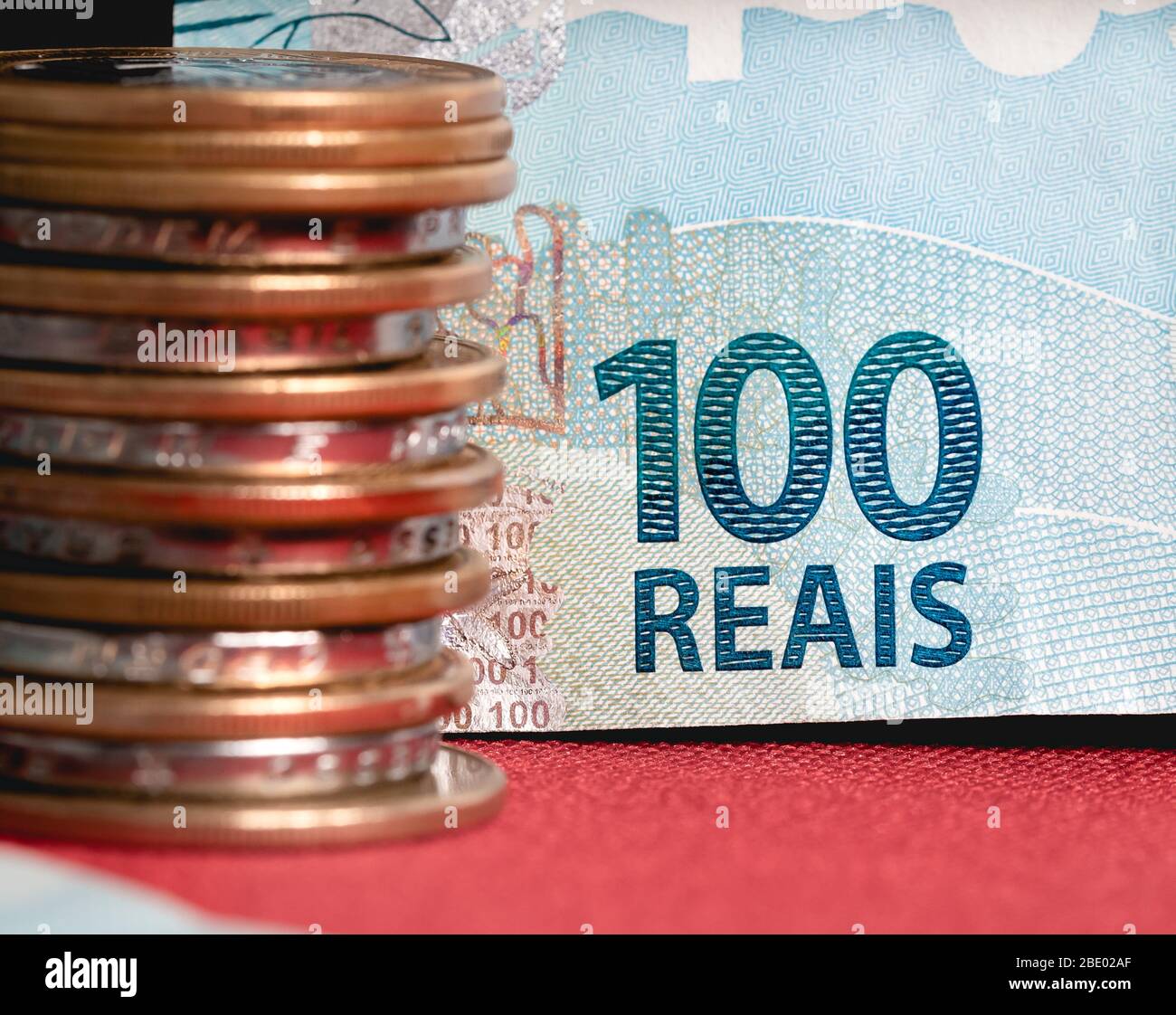 Real currency, money from brazil. Brazilian banknotes and coins ...