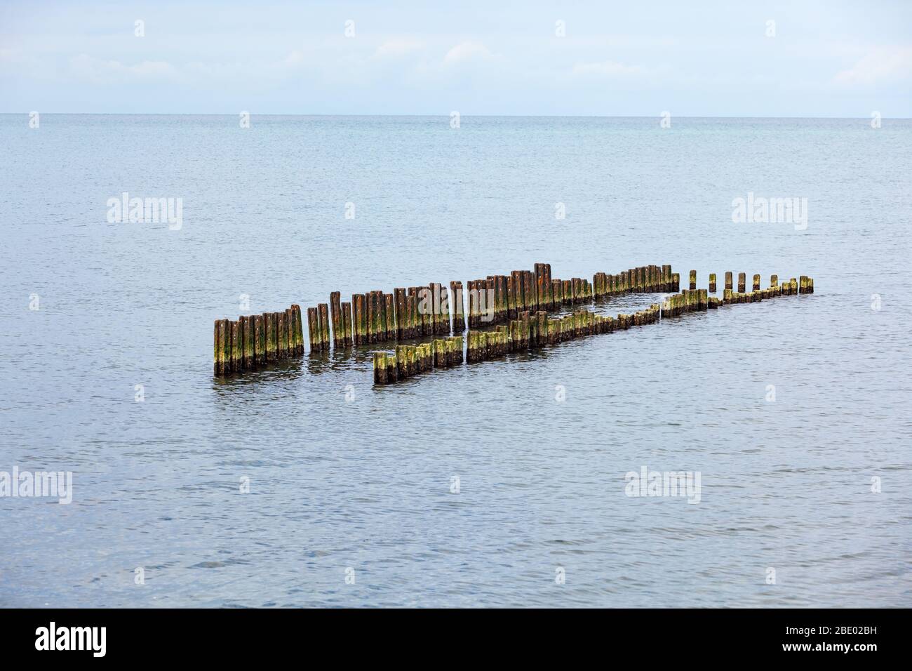 Landscape of sea with iron Breakwater. Black Sea, Poti, Georgia Stock ...