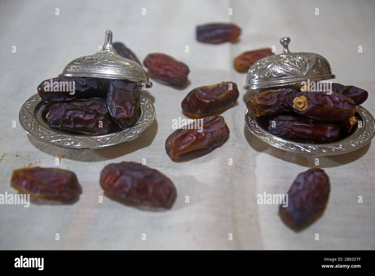 image of date palm presentation in copper containers Stock Photo - Alamy