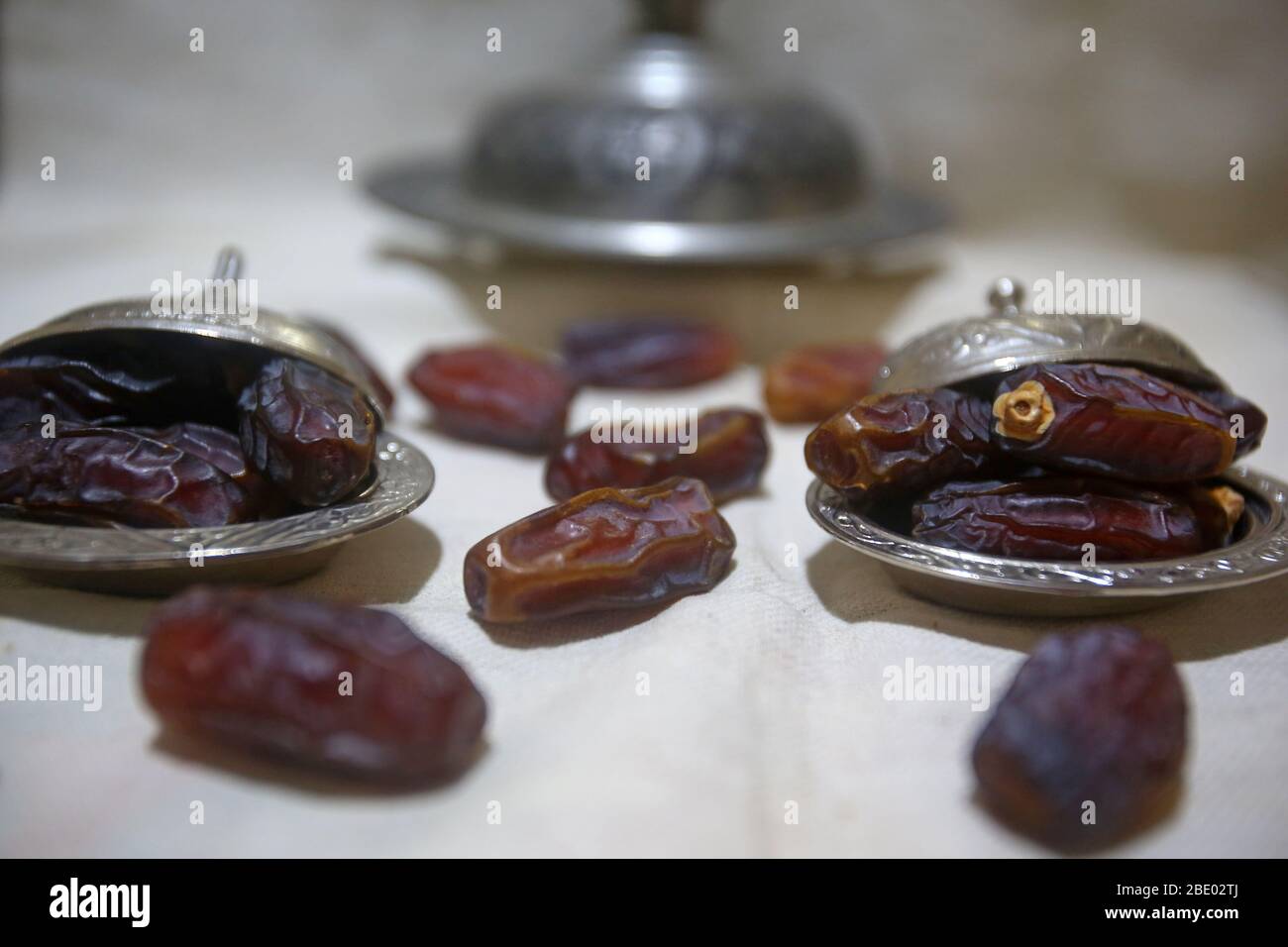 image of date palm presentation in copper containers Stock Photo - Alamy