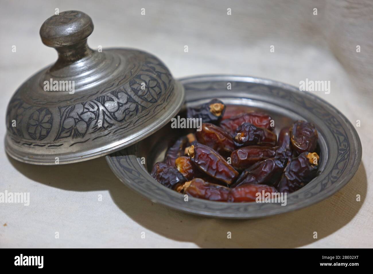 image of date palm presentation in copper containers Stock Photo - Alamy