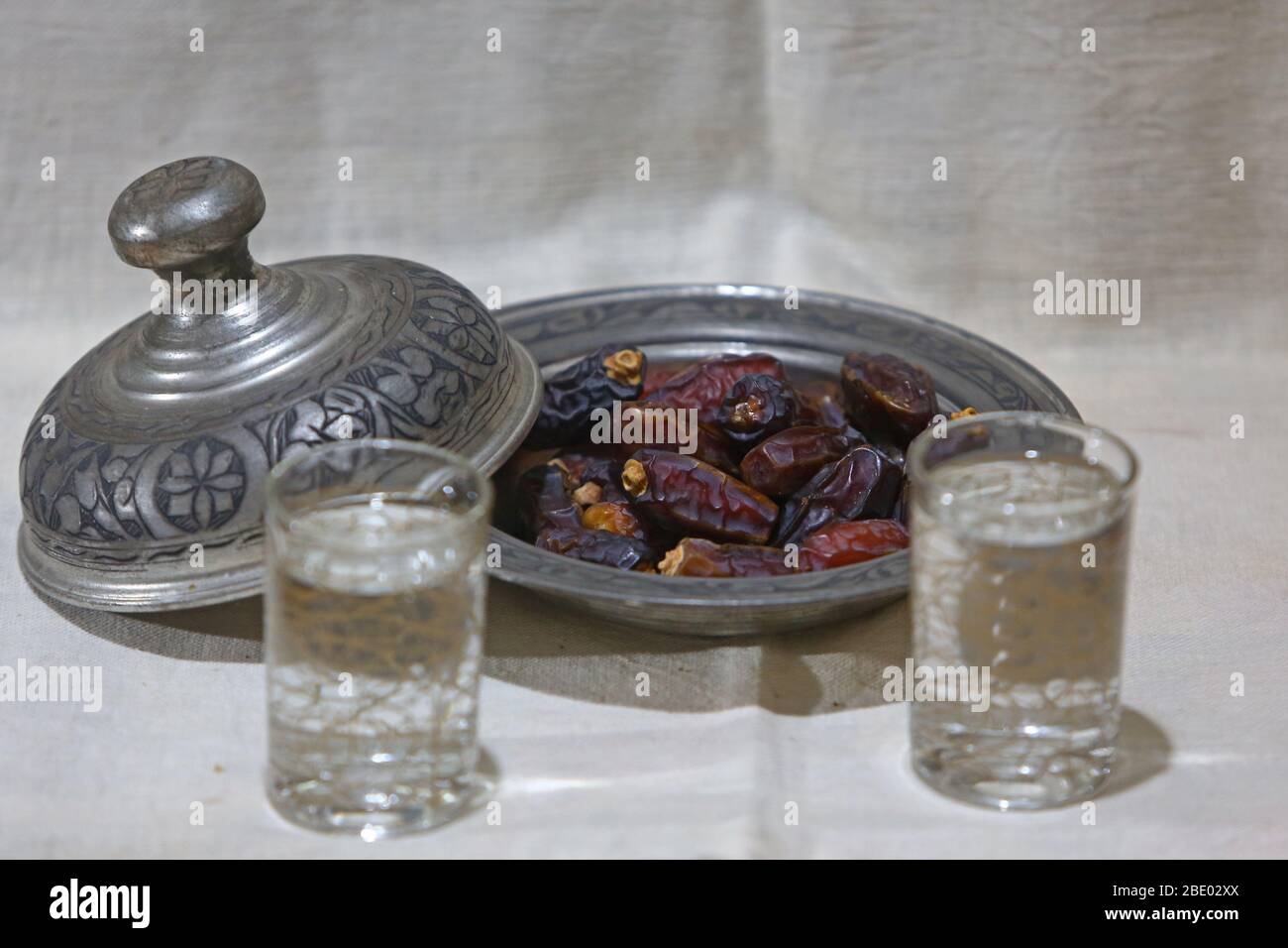 image of date palm presentation in copper containers Stock Photo - Alamy