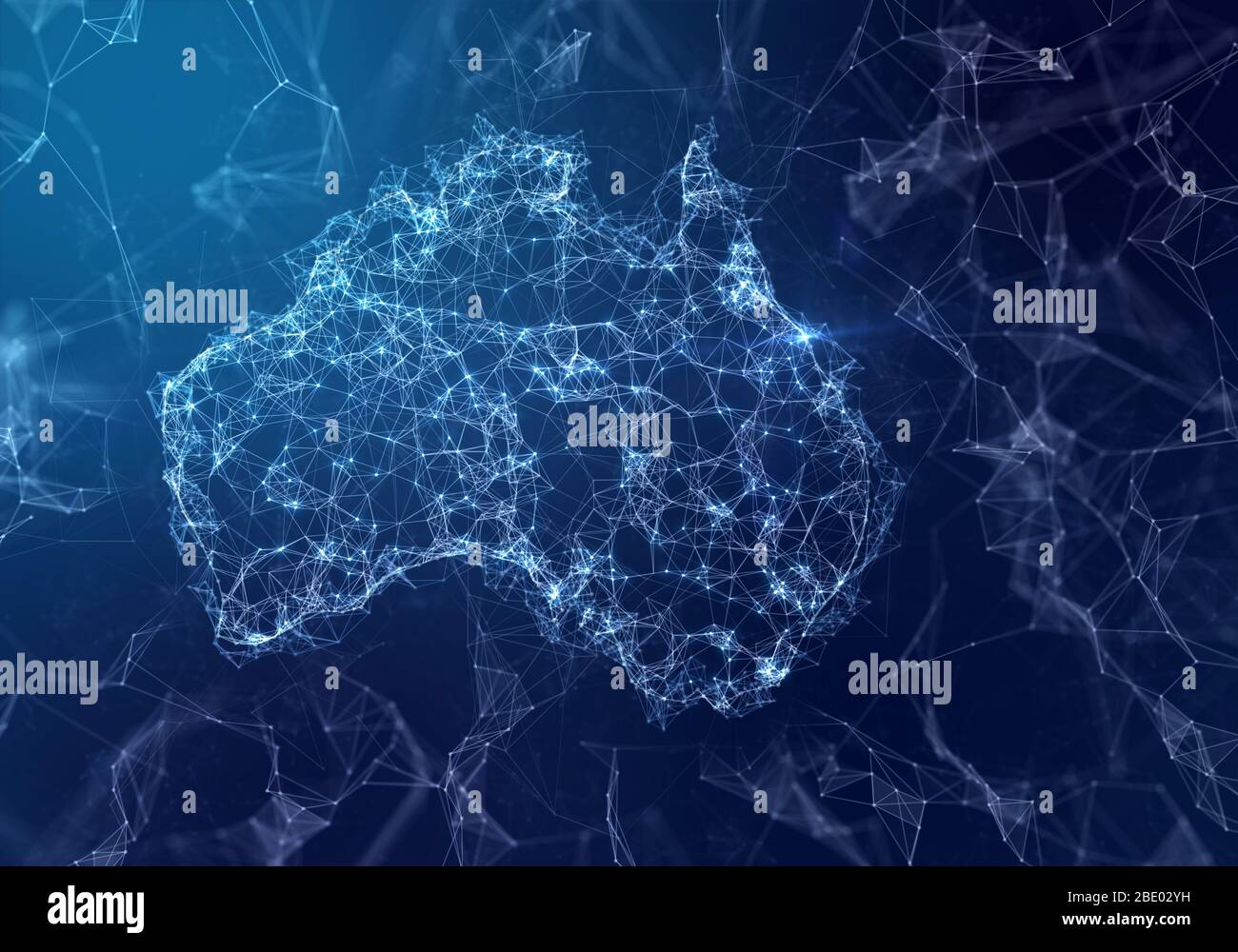 The map of Australia indicating a connected web of dots and lines ...
