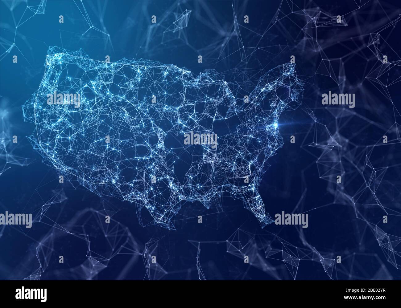 The map of USA indicating a connected web of dots and lines. (series ...