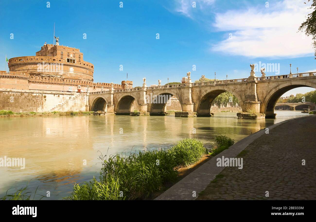 View on famous Saint Angel castle Rome, Italy Stock Photo - Alamy