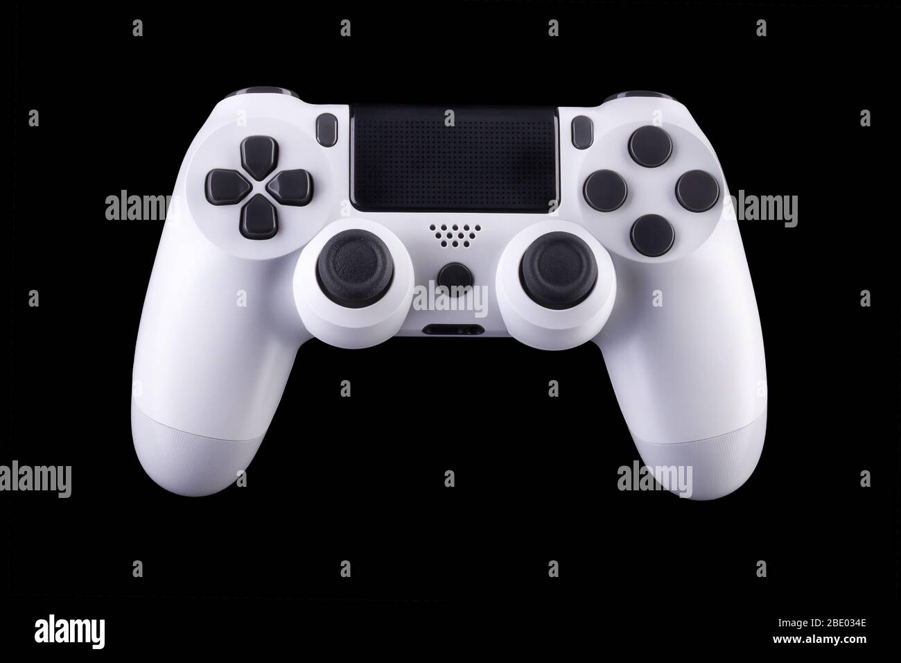 White video game joystick gamepad isolated on a black background Stock ...
