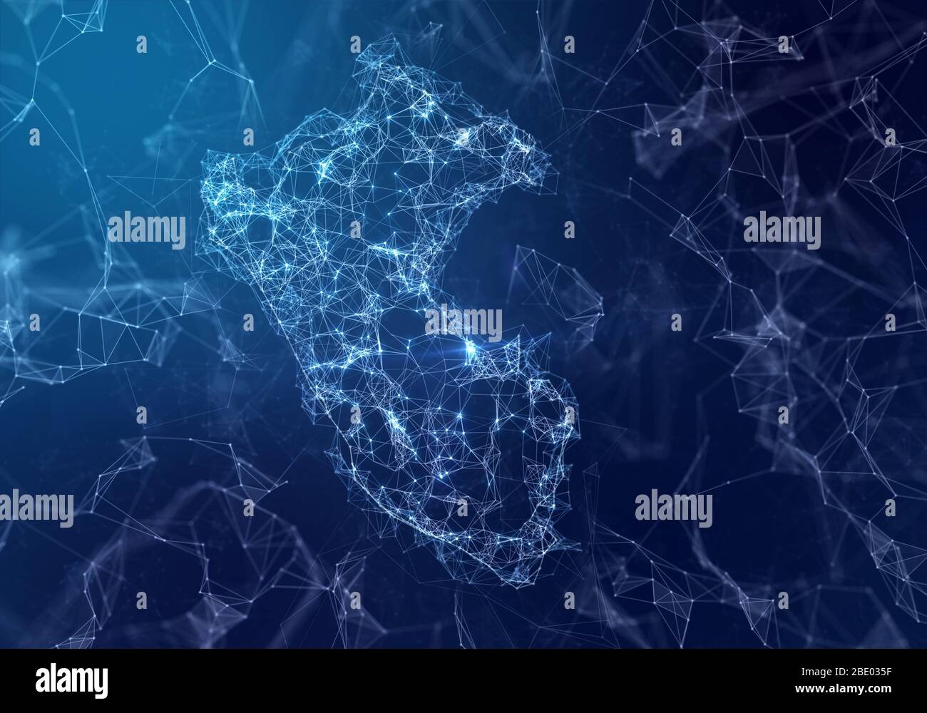 The map of Peru indicating a connected web of dots and lines. (series ...