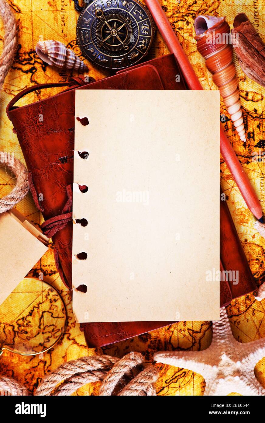 background with old map and retro compass Stock Photo - Alamy