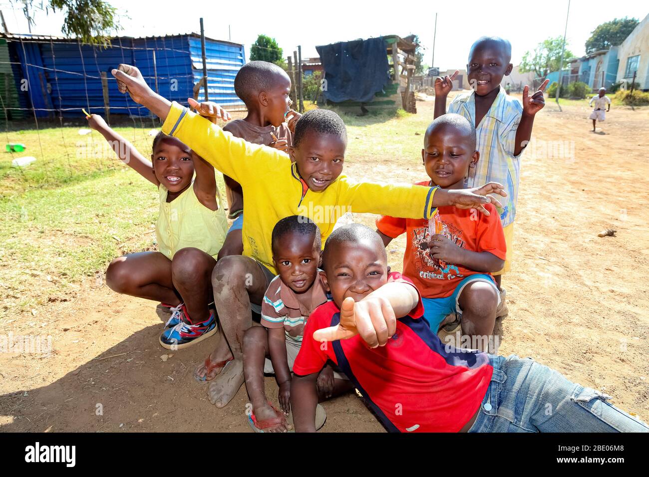 Soweto, South Africa - September 7, 2011: Small group of young African ...