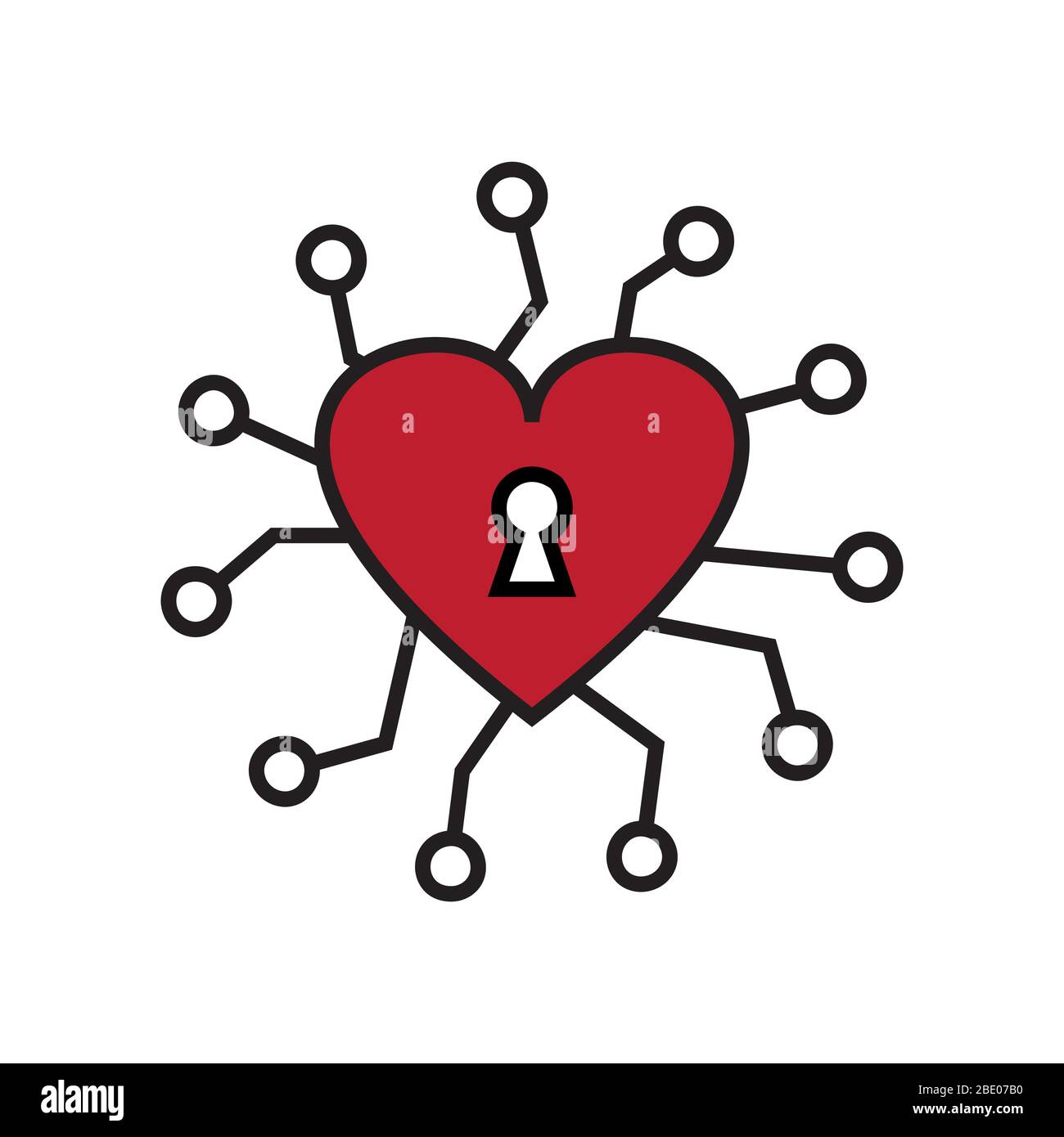 Cyber Security Heart shape red Padlock vector icon Stock Vector Image ...