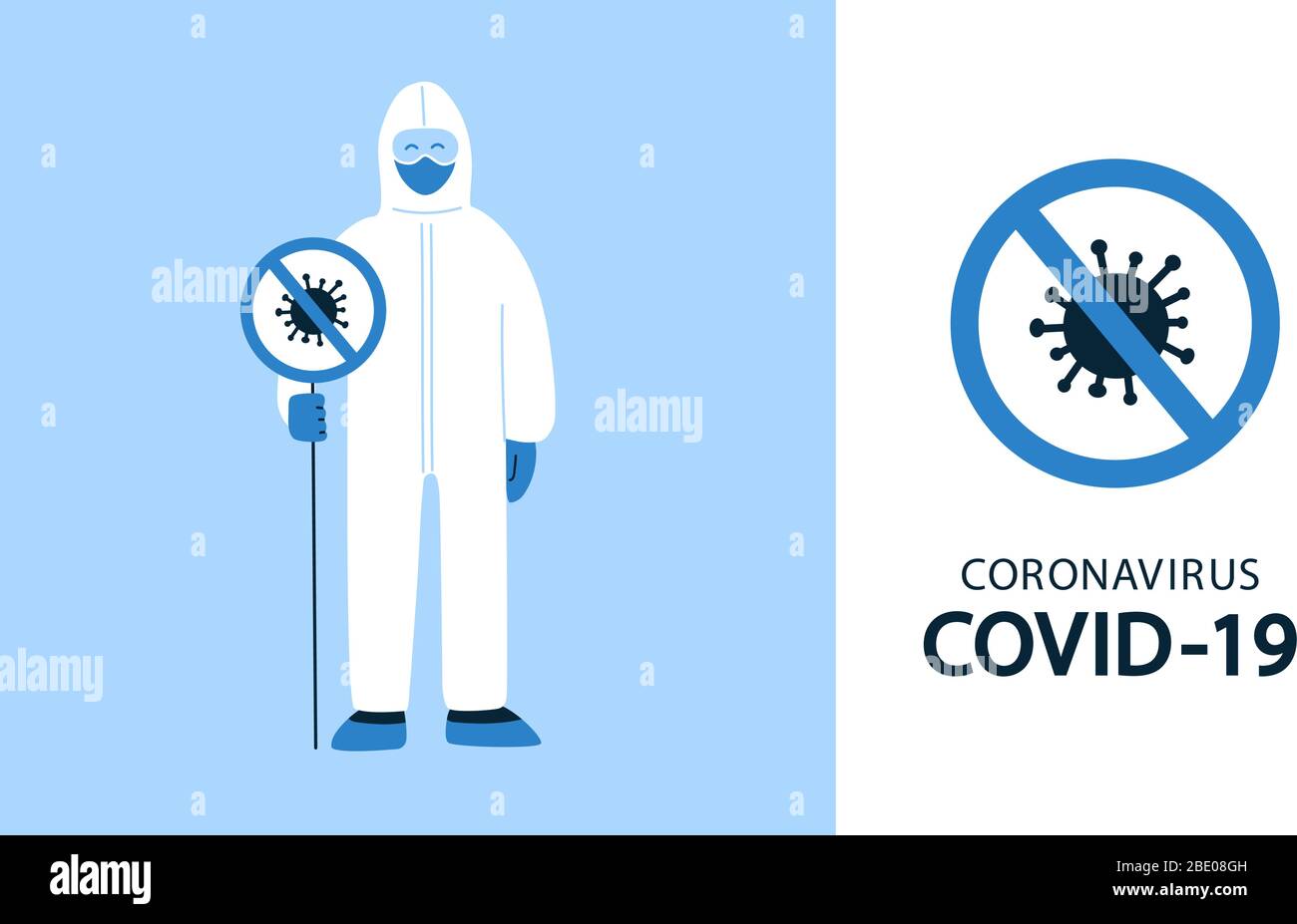 Vector illustration in flat style. Stop coronavirus COVID-19 concept ...