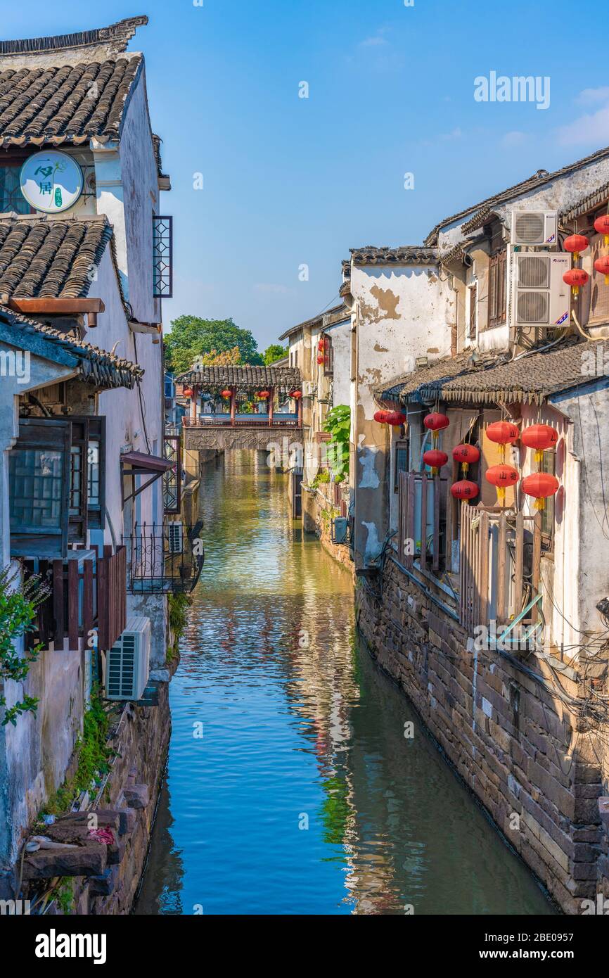 SUZHOU, CHINA- NOVEMBER 05: Ancient Chinese buildings along the ...