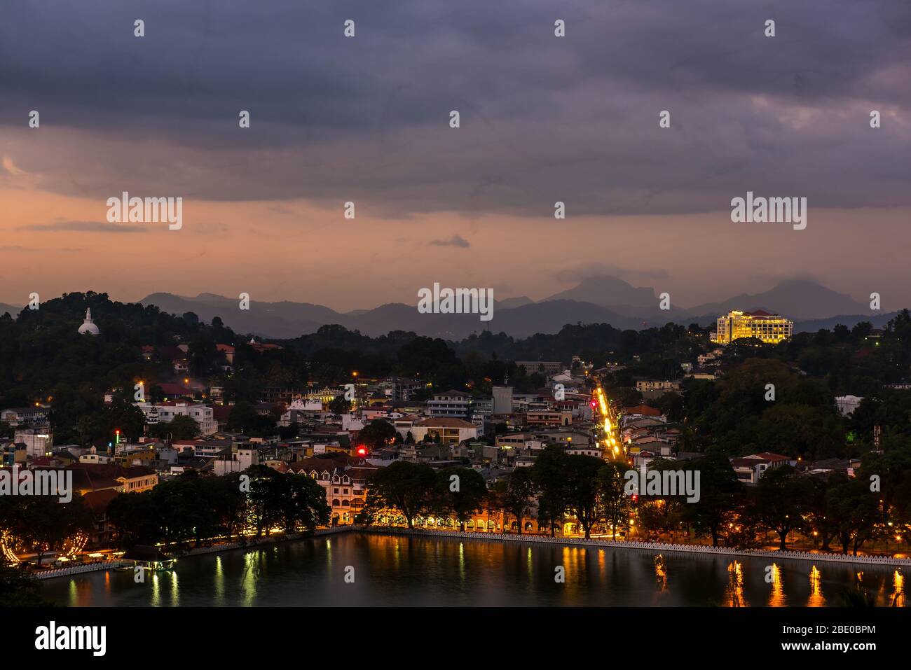 Beautiful Kandy city and lake at night, Kandy, Sri Lanka Stock Photo ...