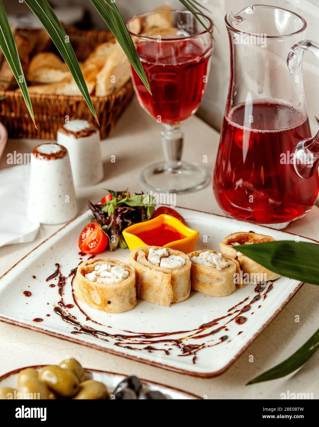 rolls with cheese and compote Stock Photo - Alamy