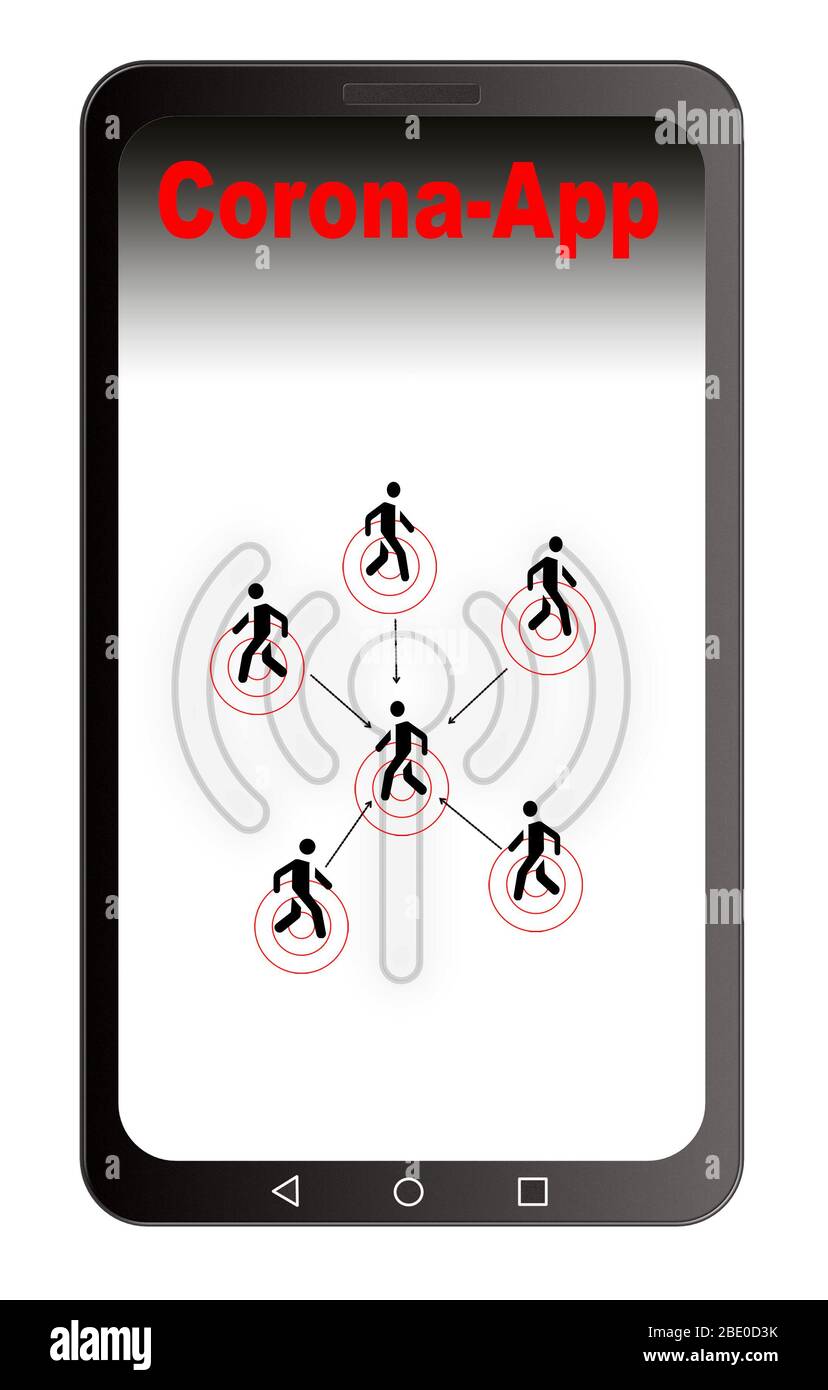 Mobile phone virus detection app, Corona App on Handy, isolated Stock ...