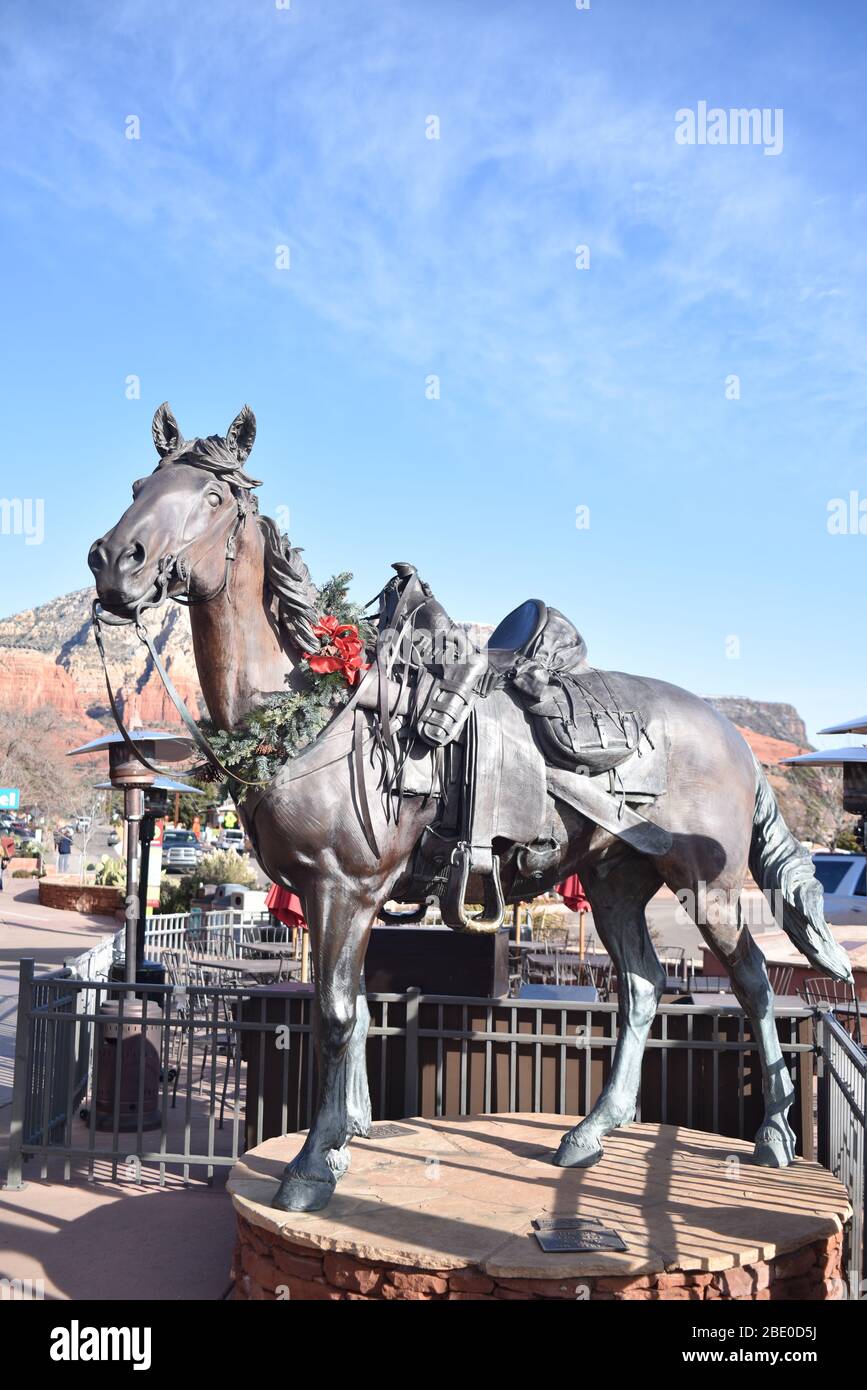 Sedona, Arizona. U.S.A. Dec. 31, 2019. Main street Sedona. Gift shops ...