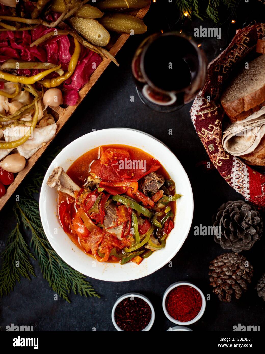 vegetable soup with beef leg Stock Photo - Alamy