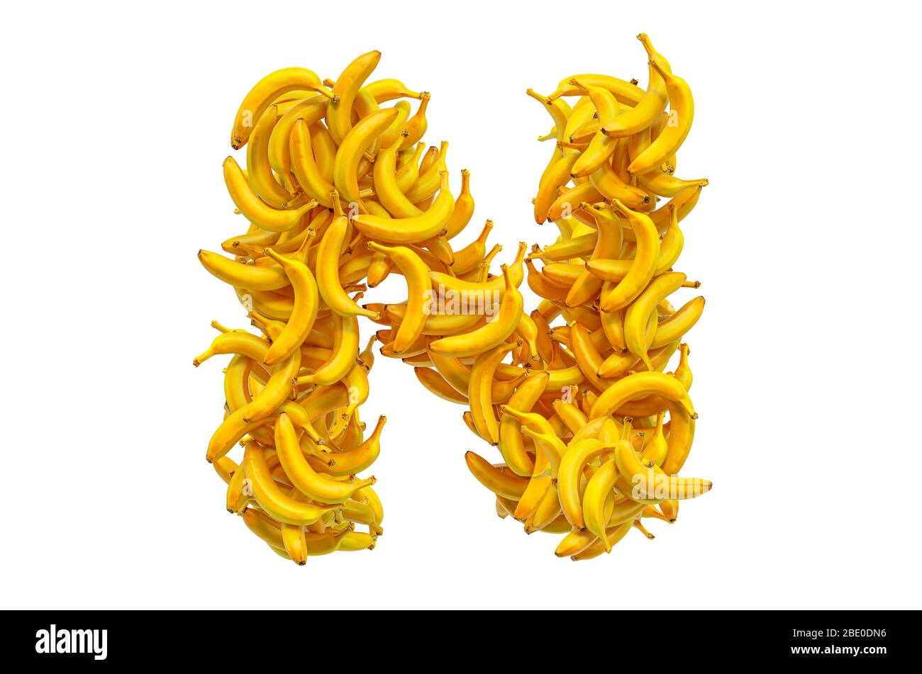 Letter N from bananas, 3D rendering isolated on white background Stock ...