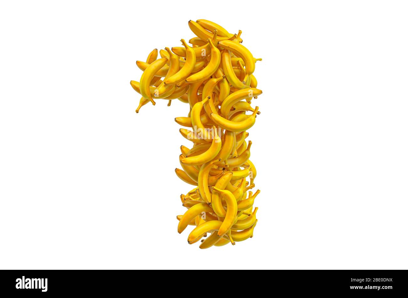 Number 1 from bananas, 3D rendering isolated on white background Stock ...