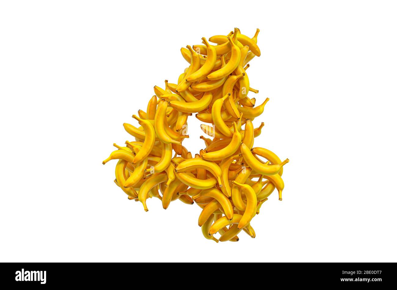 Number 4 from bananas, 3D rendering isolated on white background Stock ...