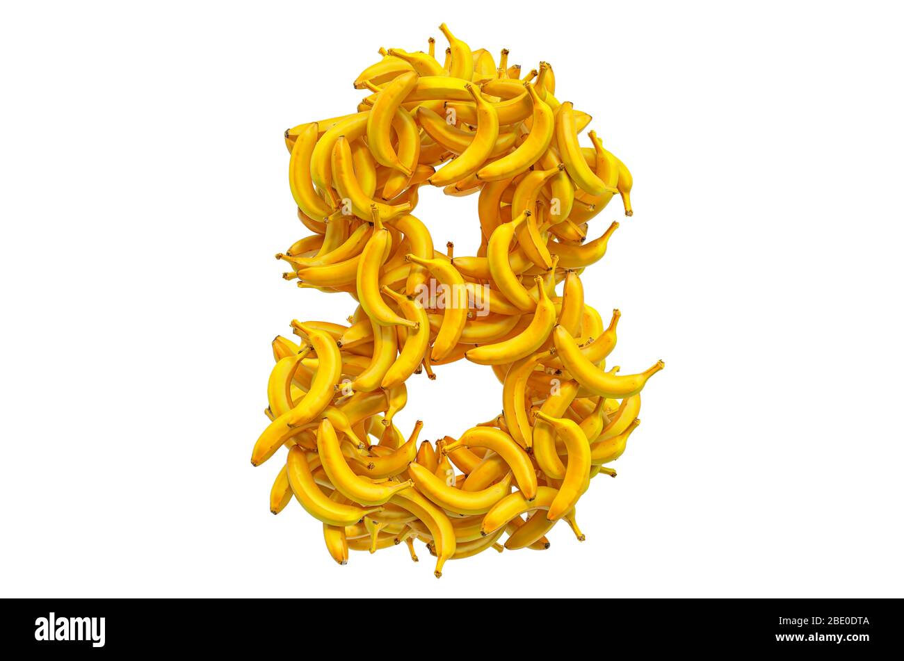 Number 8 from bananas, 3D rendering isolated on white background Stock ...