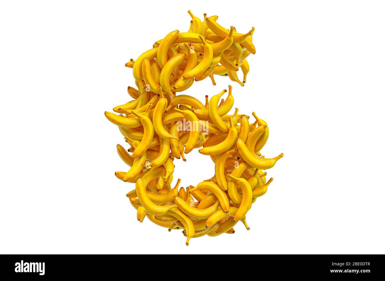 Number 6 from bananas, 3D rendering isolated on white background Stock ...