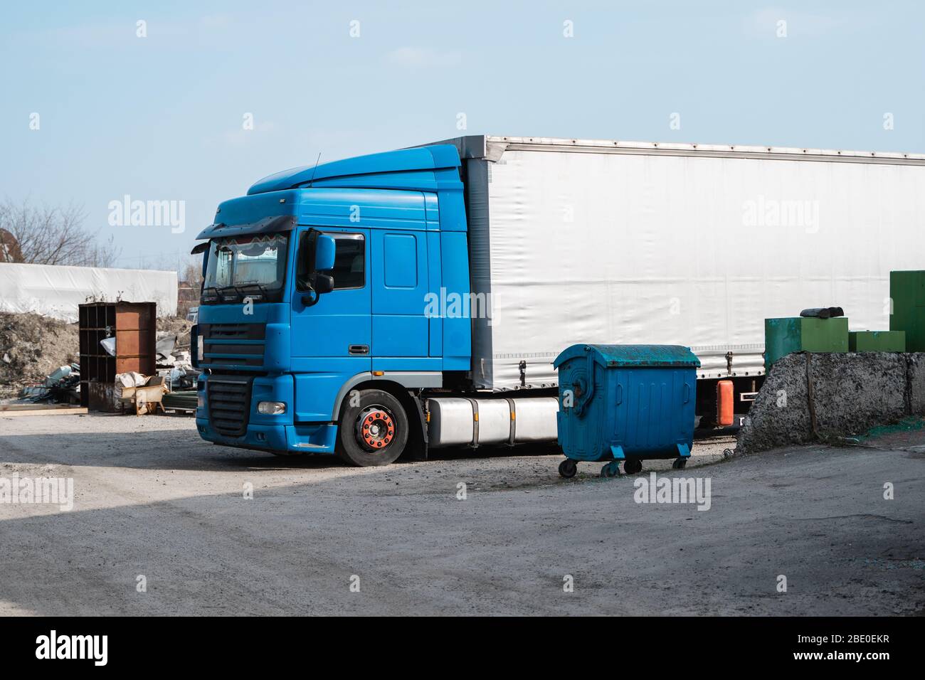 Truck on a parking is ready for transportation. Logistics Stock Photo ...