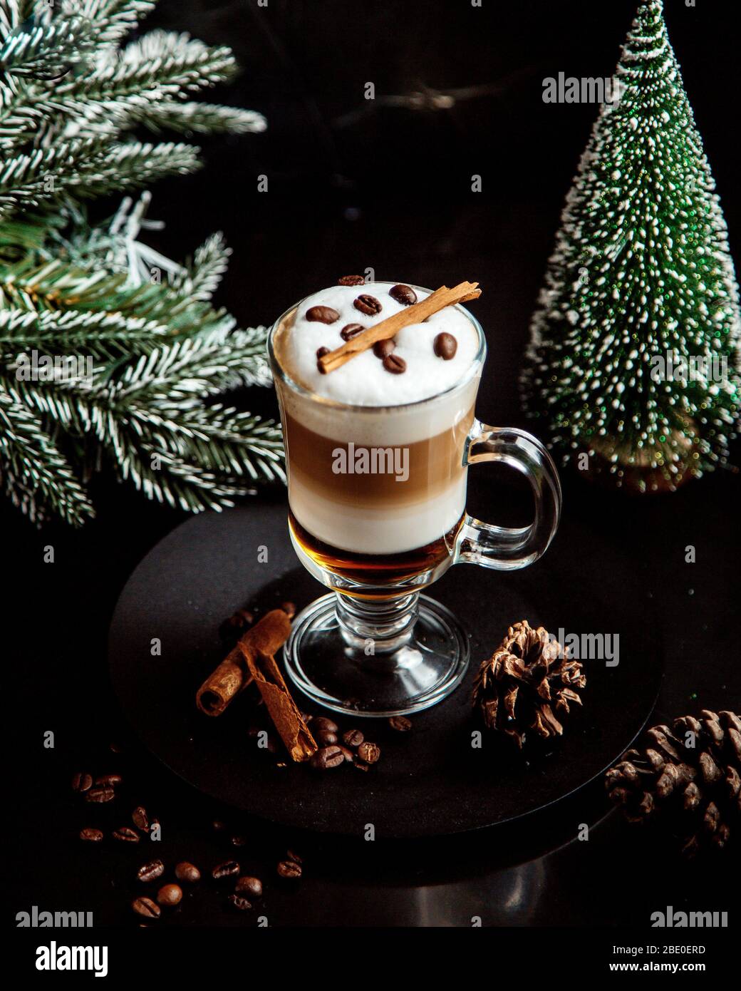 multiple layer coffee drink with beans Stock Photo - Alamy