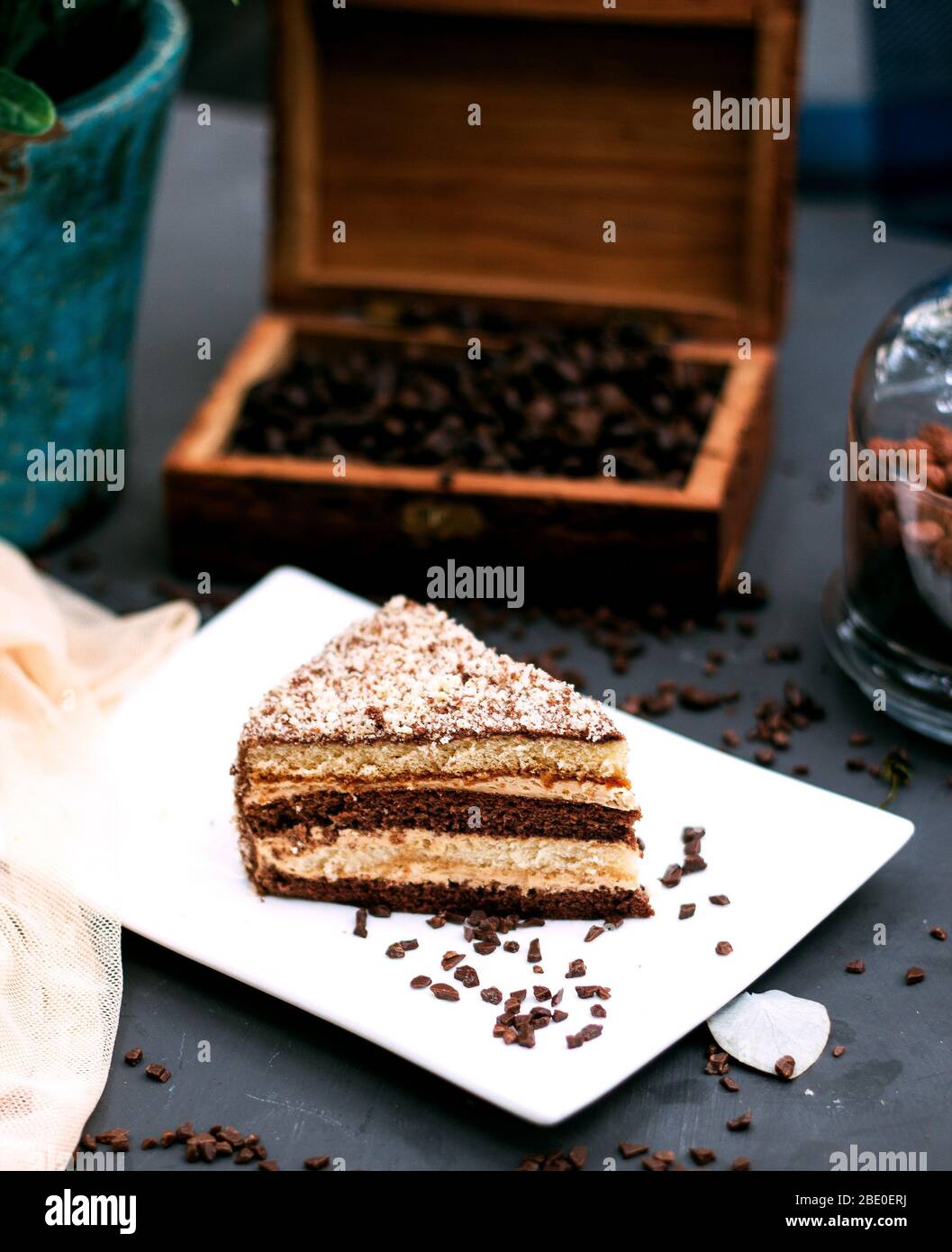 multiple layer cake üith cream Stock Photo - Alamy