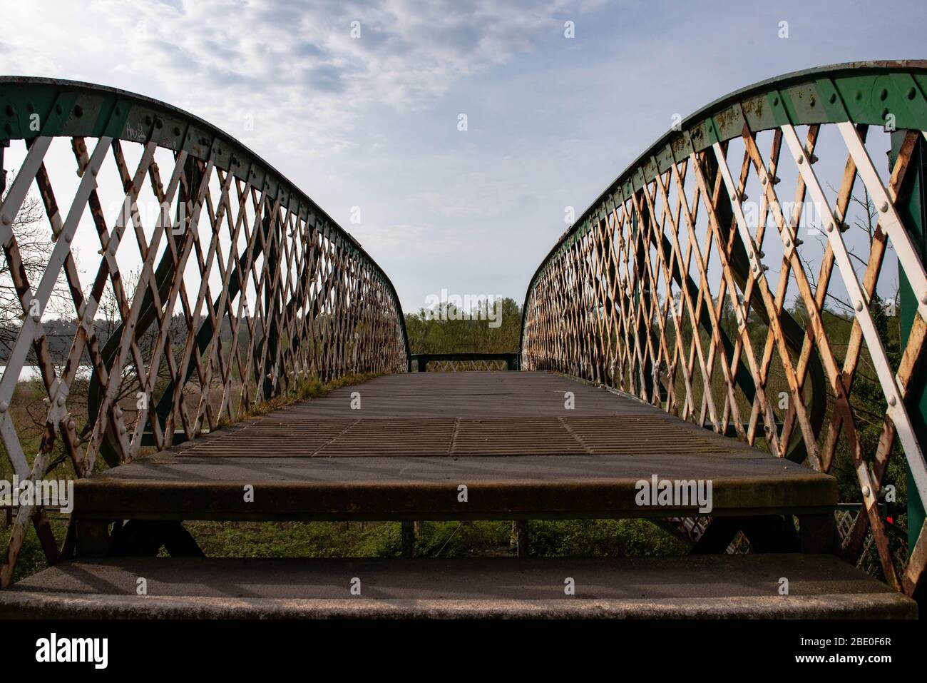 old railway bridge, leading to marshland in Norfolk Broads Stock Photo ...