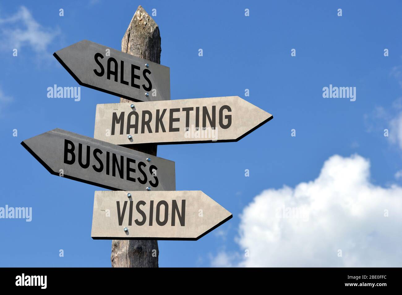 Sale, marketing, business, vision signpost Stock Photo - Alamy