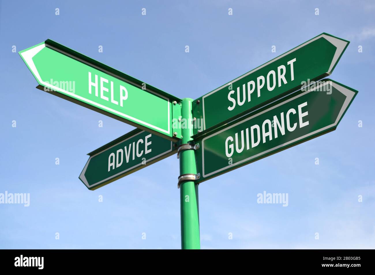 Help, support, advice, guidance signpost Stock Photo - Alamy