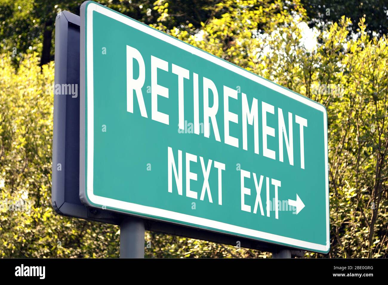 Retirement - next exit sign Stock Photo - Alamy