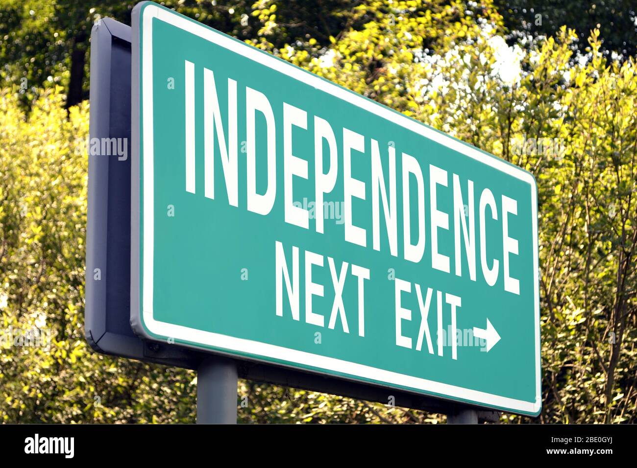 Independence - next exit sign Stock Photo - Alamy