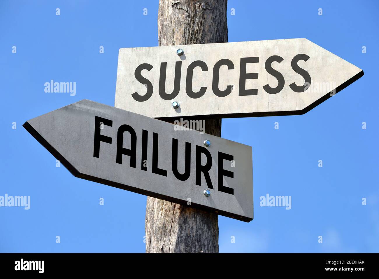 Success and failure signpost Stock Photo - Alamy